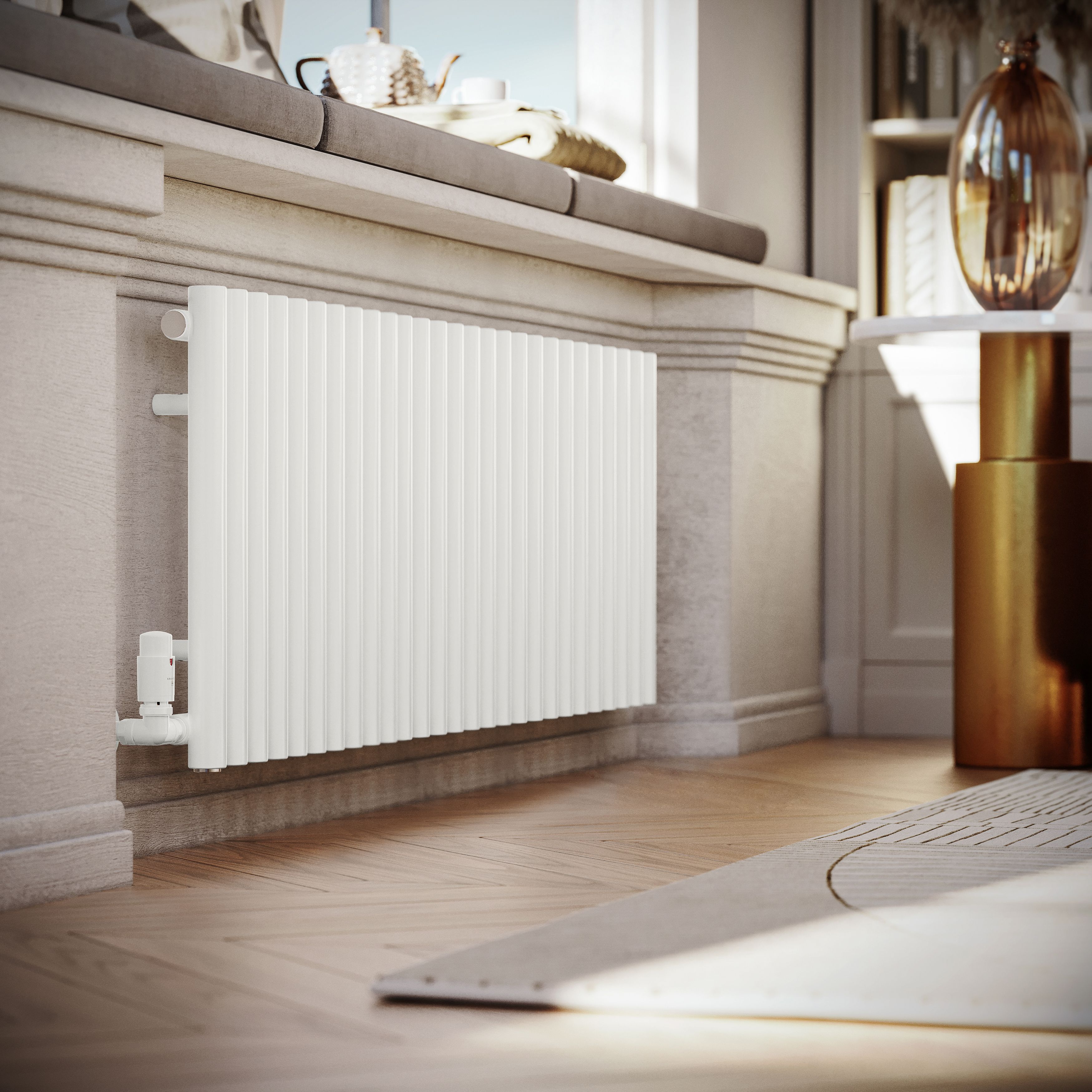 Terma Rolo Room White Hydronic Horizontal Designer 3399BTU Radiator, (W ...