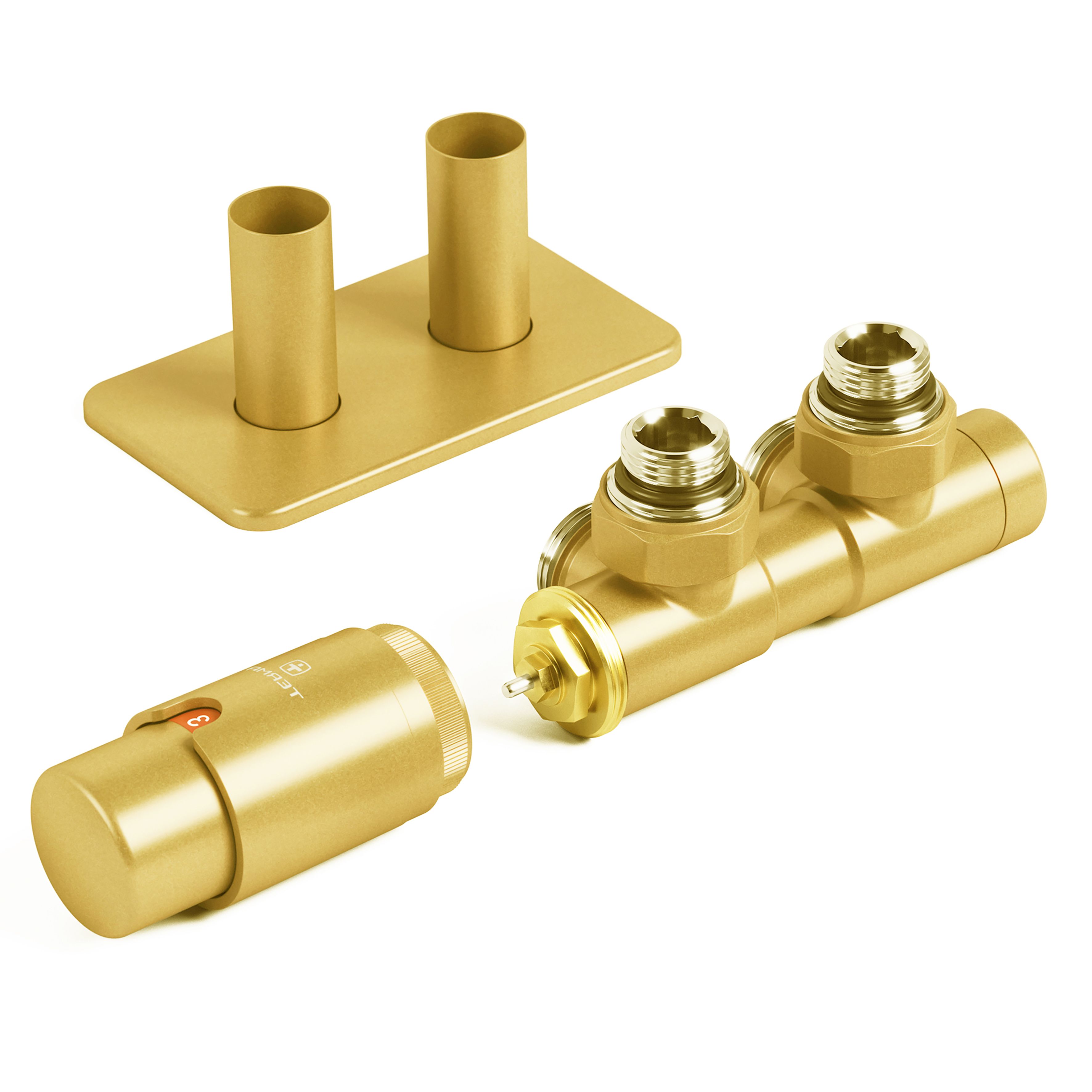Terma Twins Brass Left sided Angled Radiator valve & lockshield (Dia ...