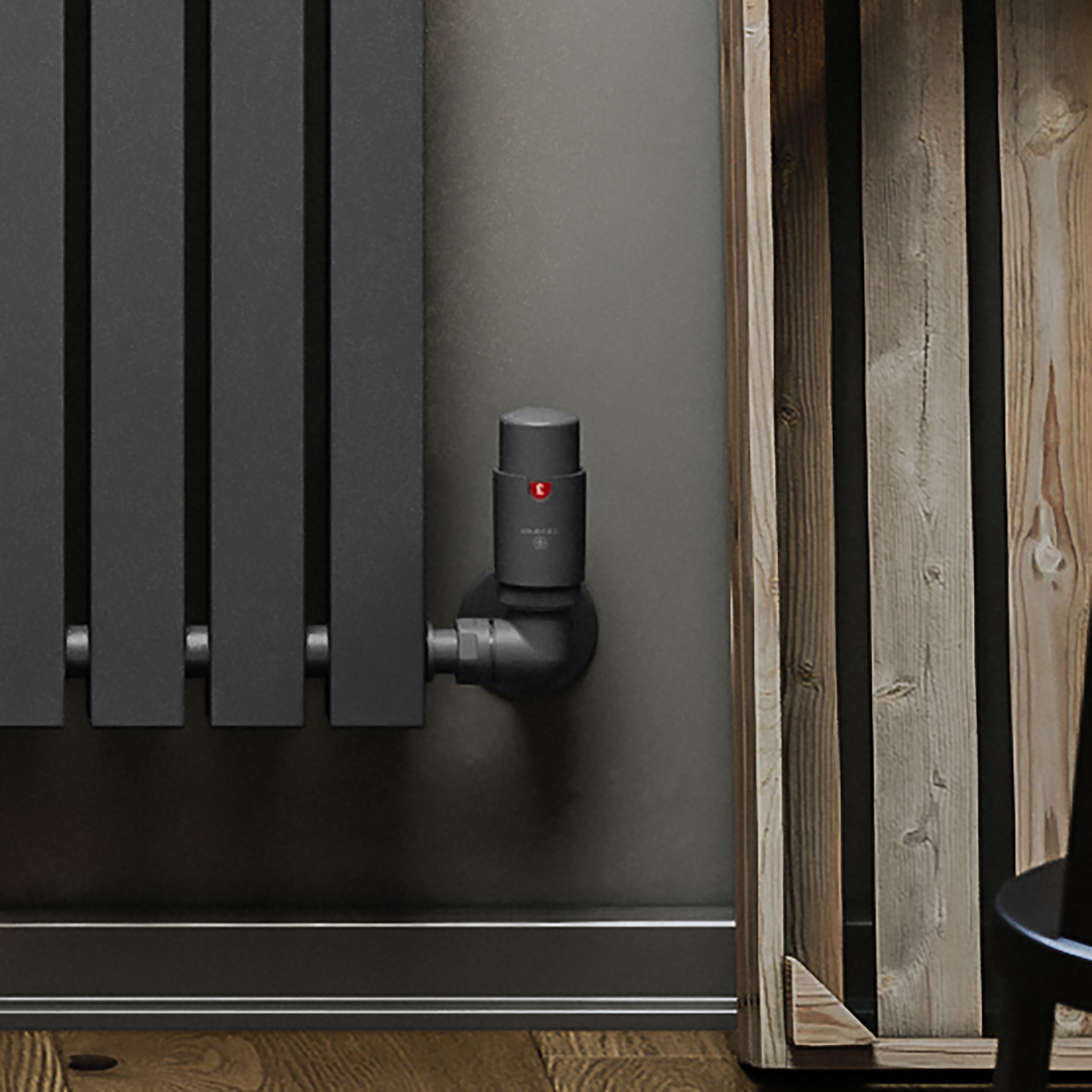 Terma Vision Modern grey Left sided Corner Radiator valve & lockshield ...