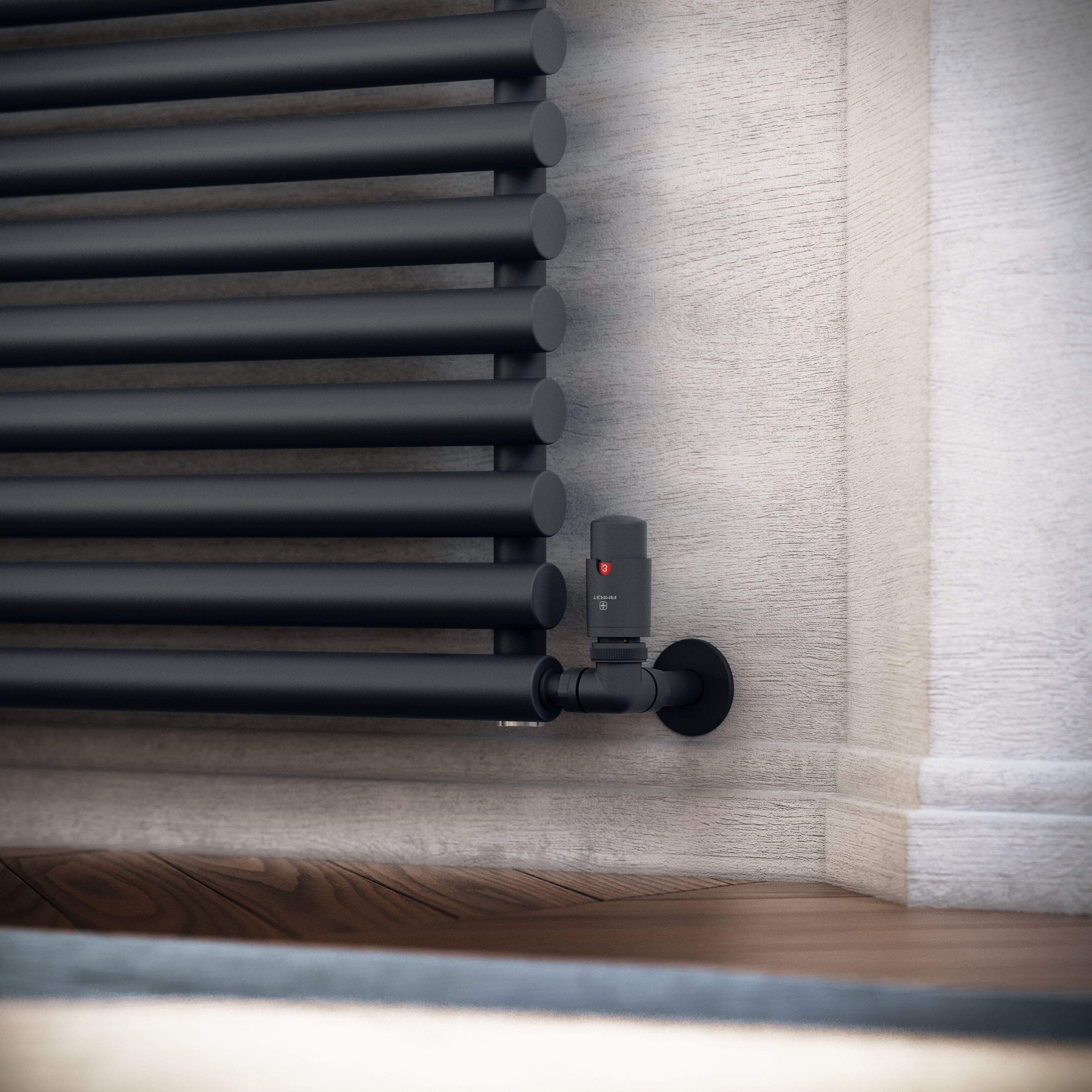 Terma Vision Modern grey Left sided Corner Radiator valve & lockshield ...
