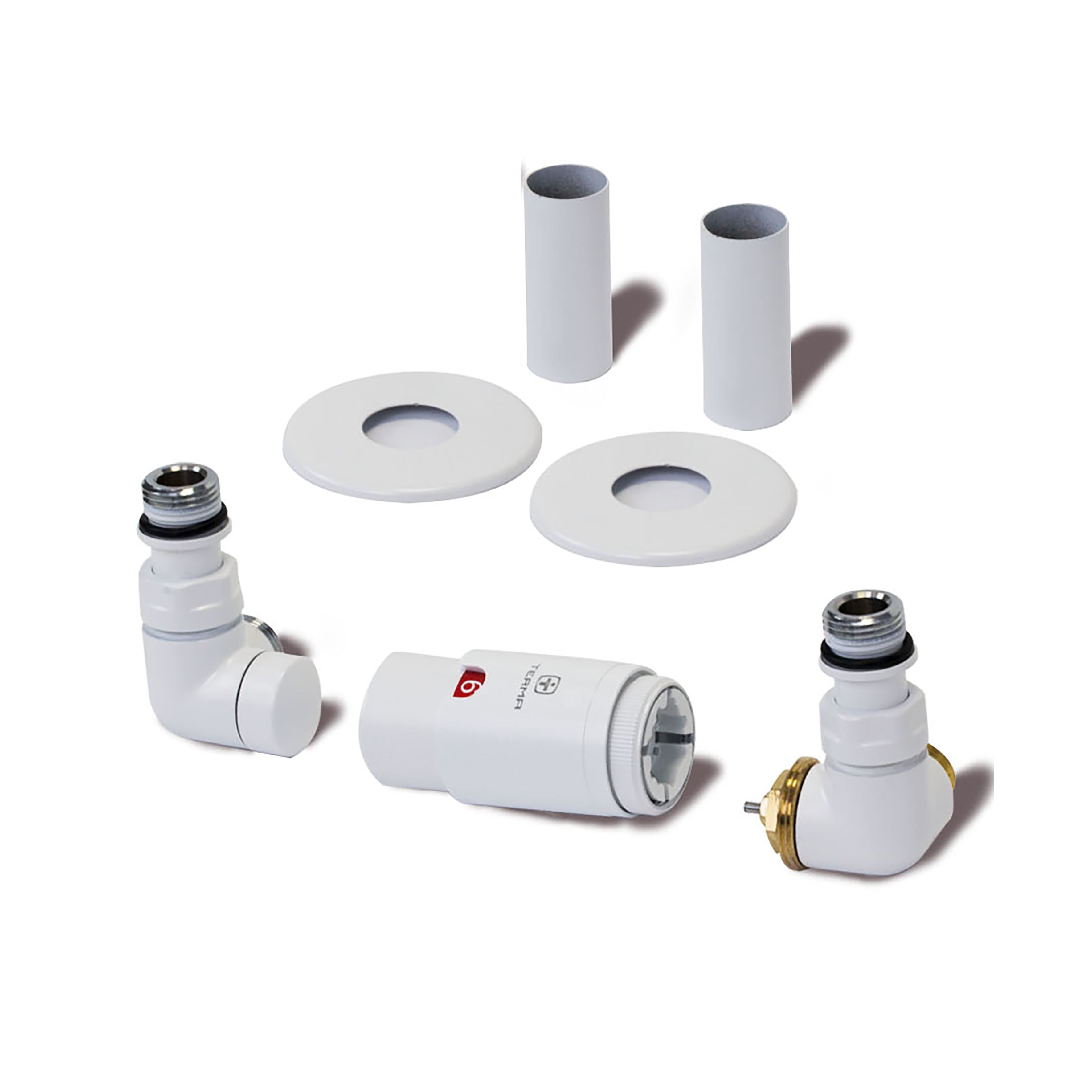Terma Vision Soft white Right sided Corner Radiator valve & lockshield ...