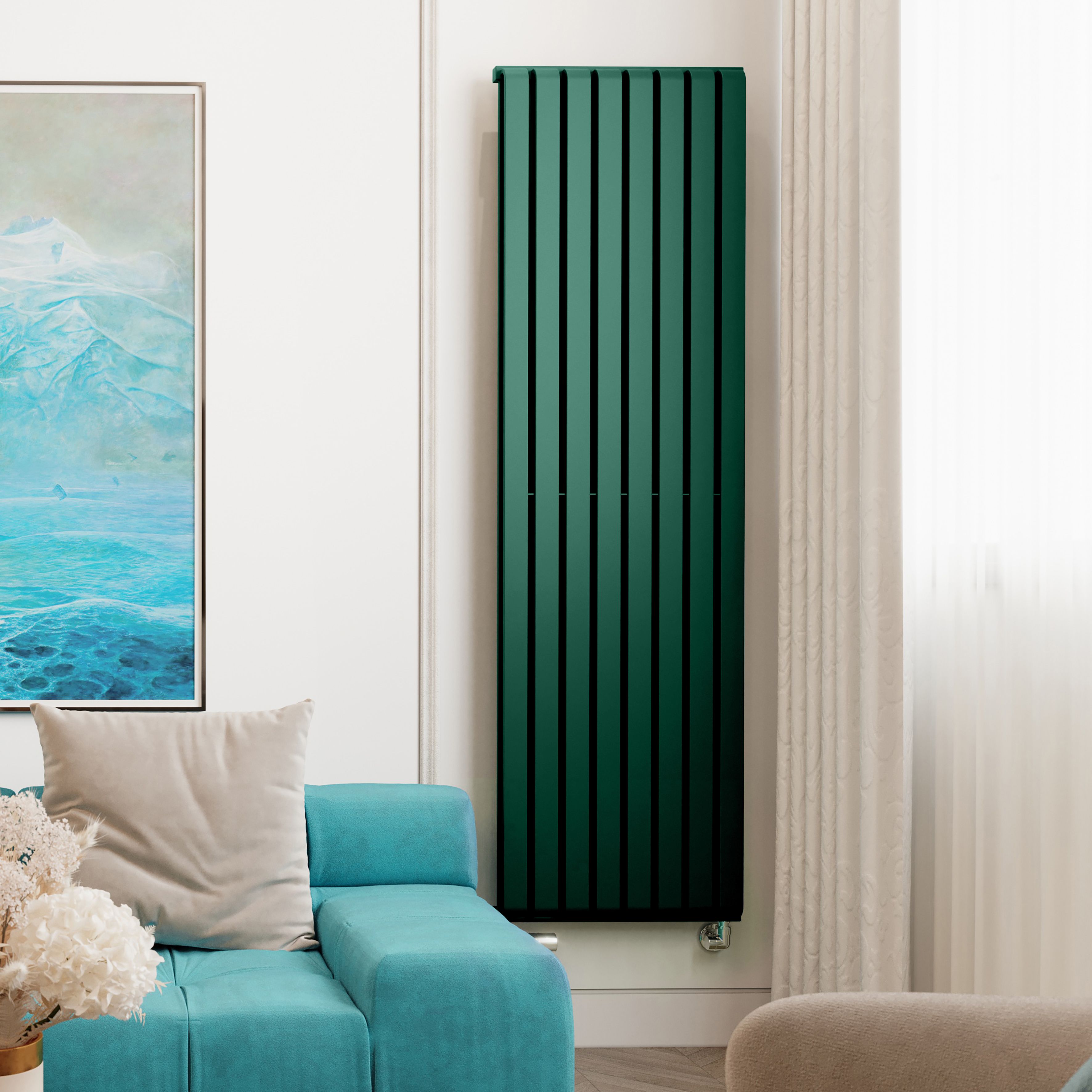 Terma Warp Room Green Hydronic Vertical Designer 5163BTU Radiator, (W ...