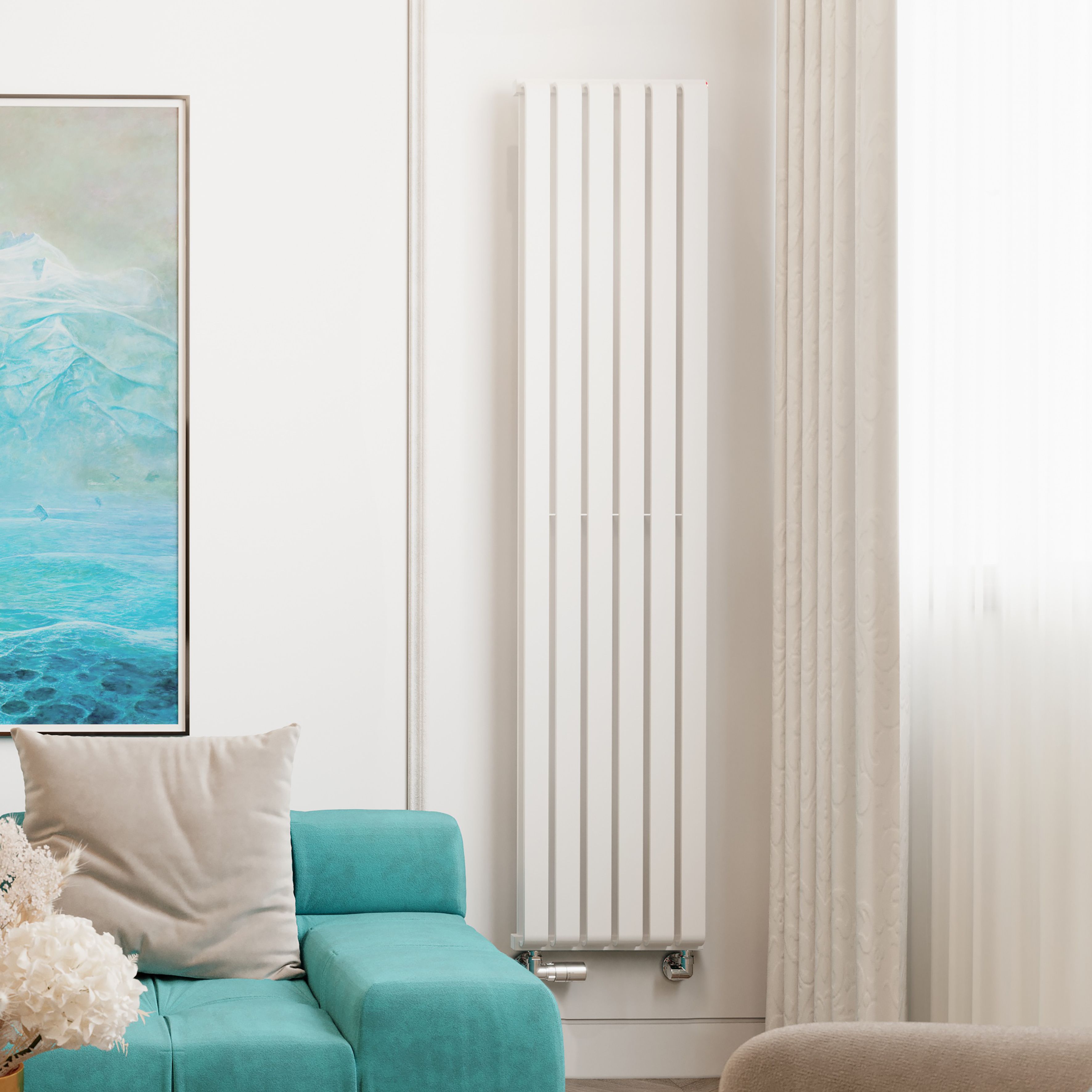 Terma Warp Room White Hydronic Vertical Designer 3870BTU Radiator, (W ...