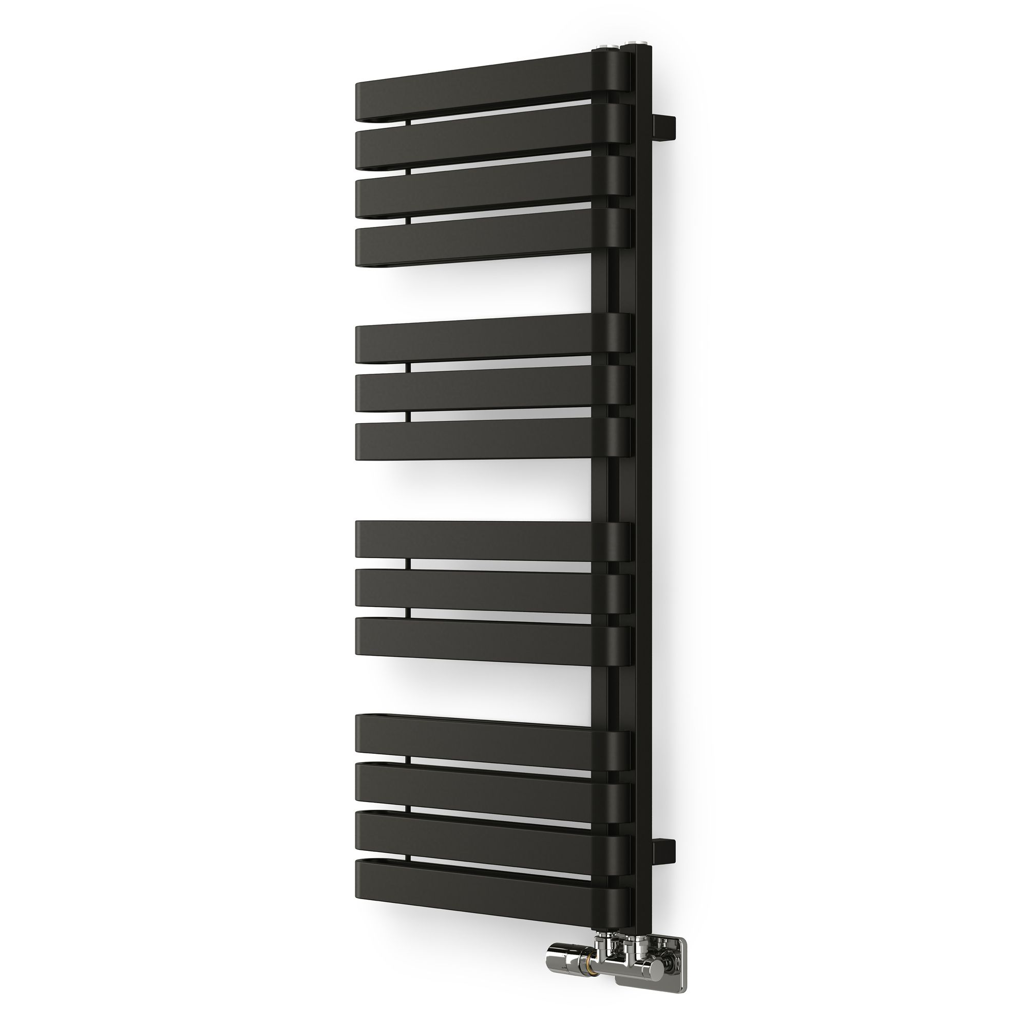 Terma Warp S T-Rail Black Electric & gas Flat Towel warmer (W)500mm x ...