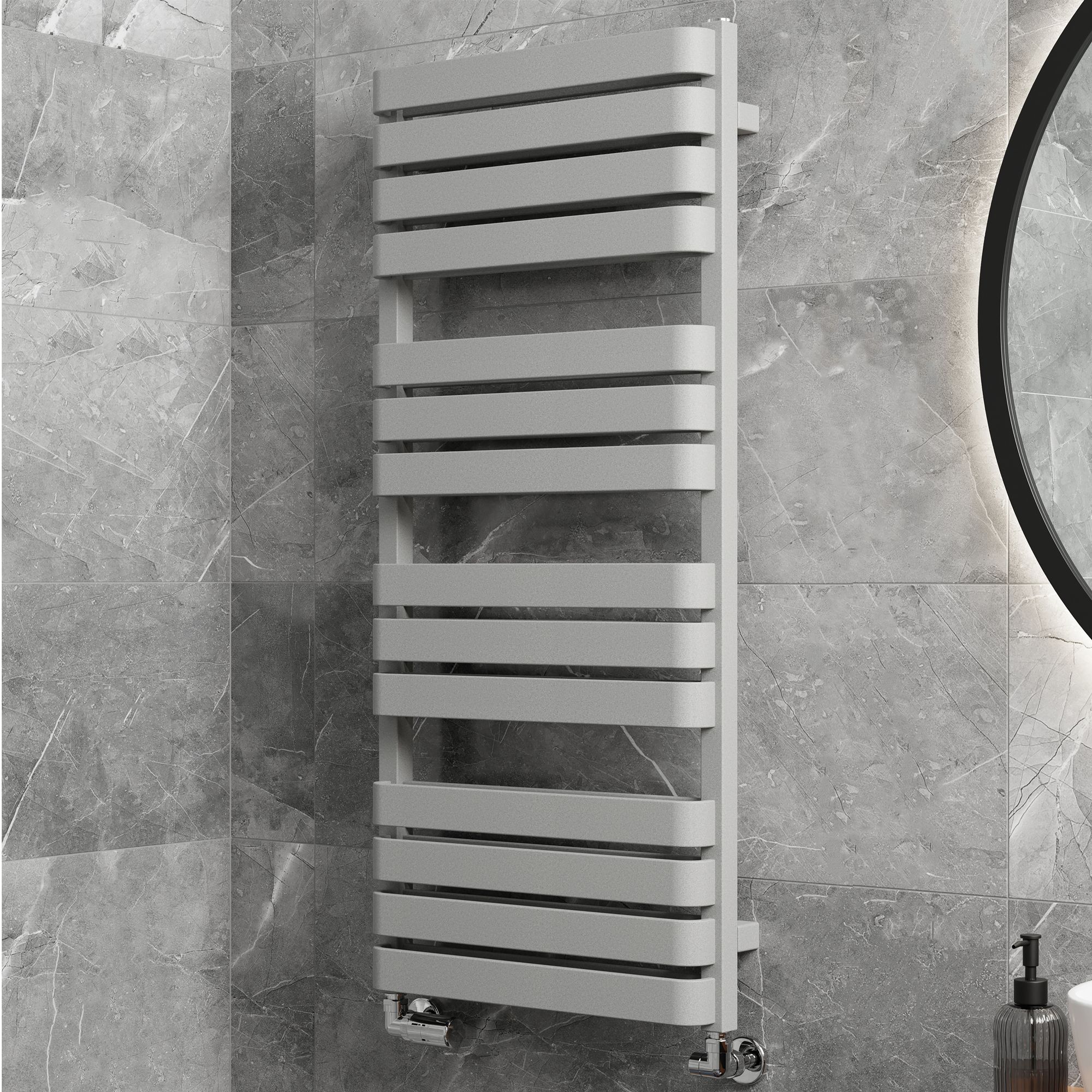 Terma Warp T Bold Grey Hydronic Flat Towel warmer (W)500mm x (H)1110mm
