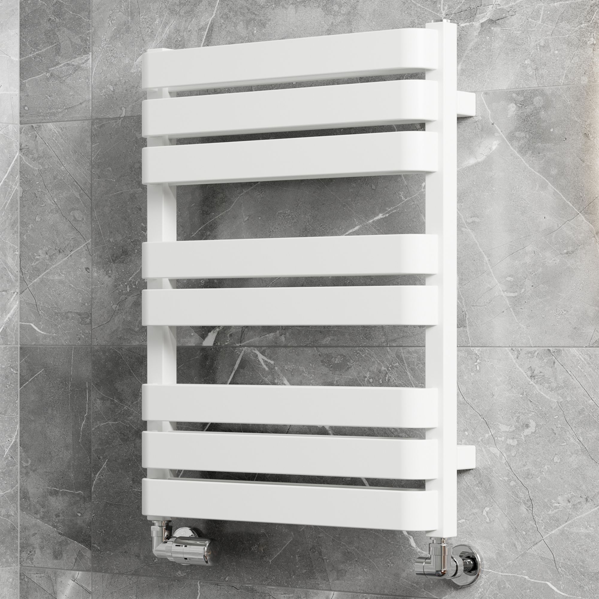 Terma Warp T Bold White Hydronic Flat Towel warmer (W)500mm x (H)655mm
