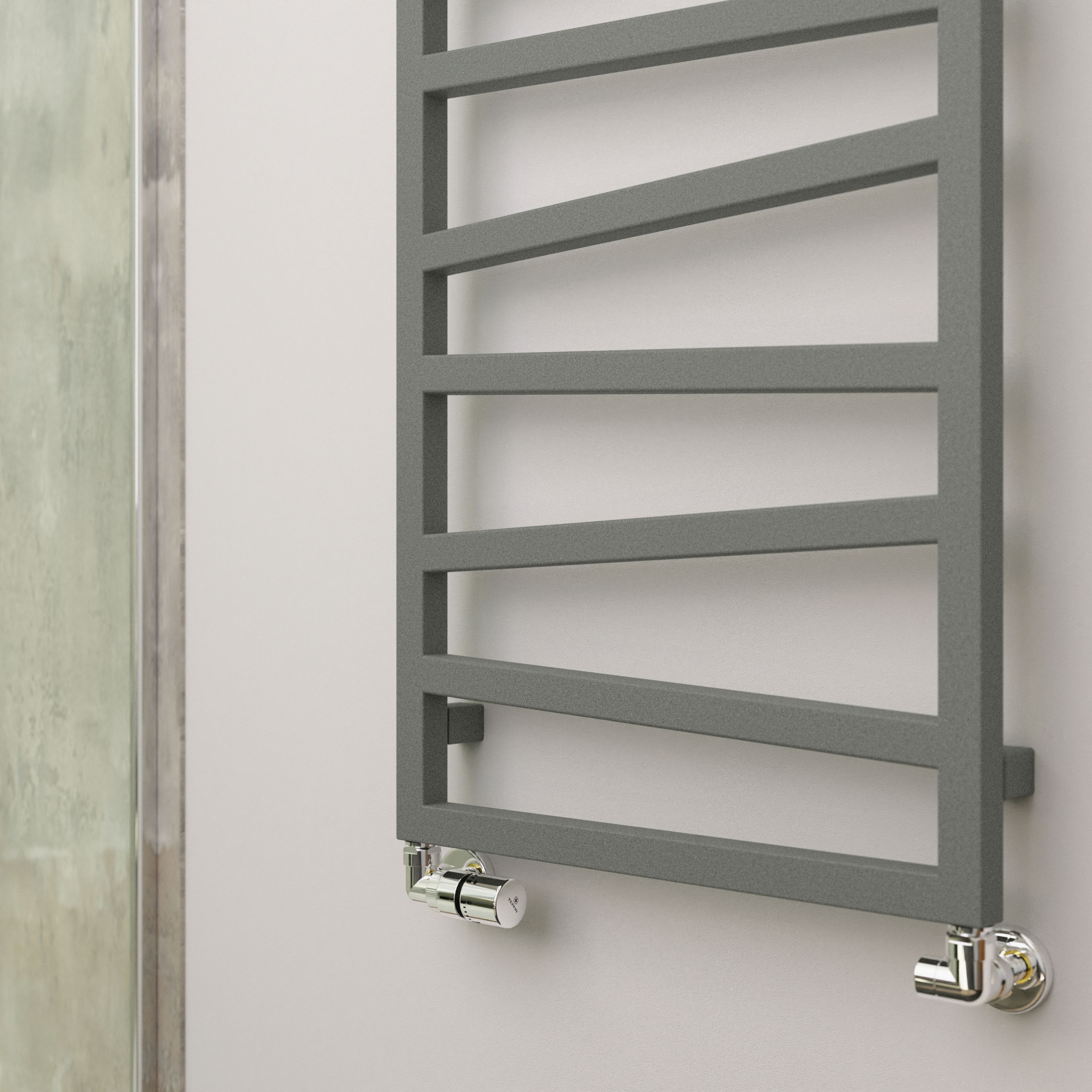 Terma Zig-Zag Grey Electric & gas Flat Towel warmer (W)500mm x (H)1070mm