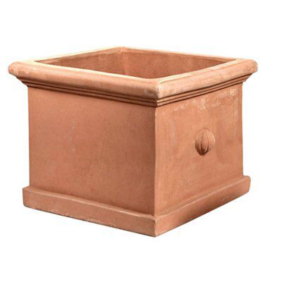 Terracotta Stone Square Planter | DIY at B&Q