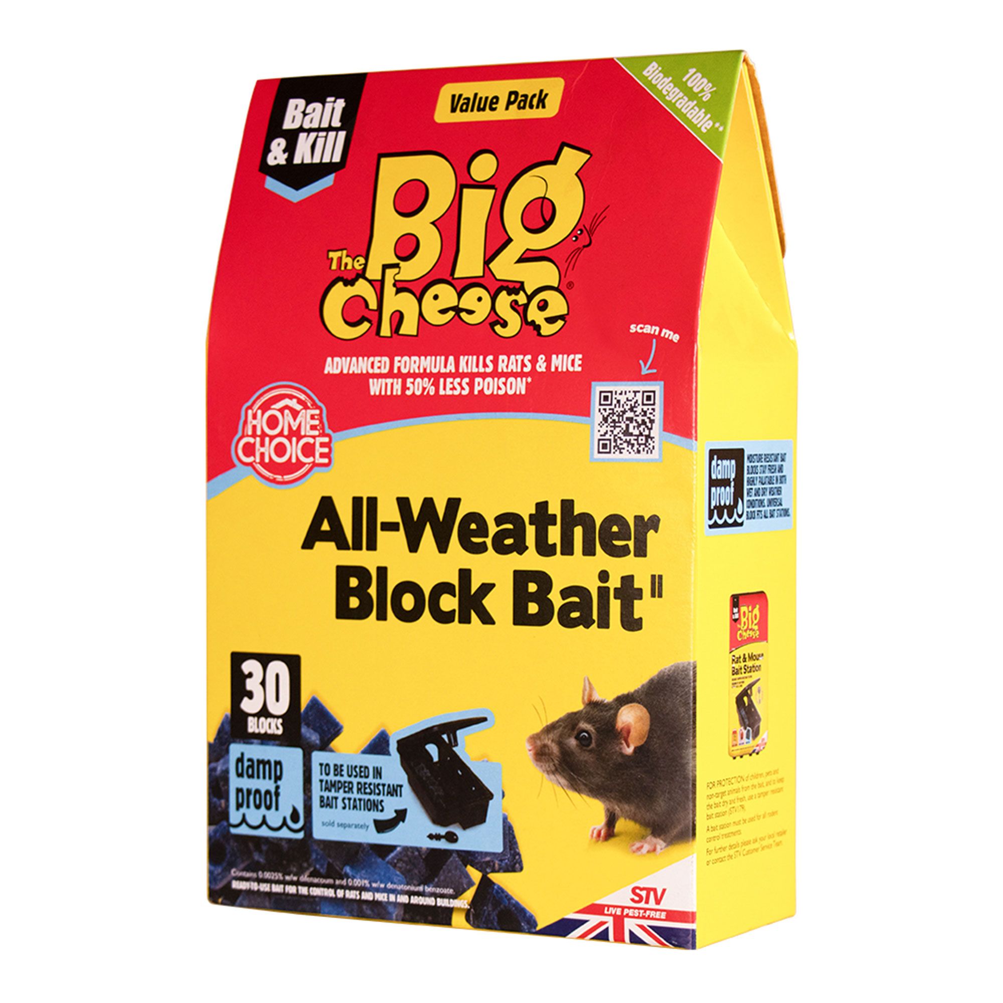 The Big Cheese Rat & Mouse Pest Control Rodent bait Block, 300g
