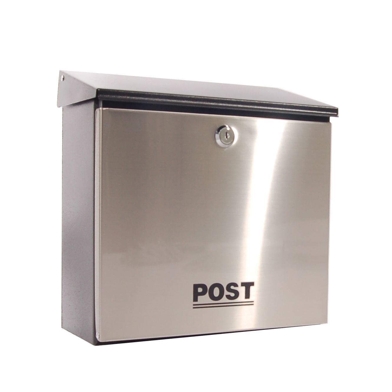 The House Nameplate Company Black Powder-coated Steel Lockable Post box ...
