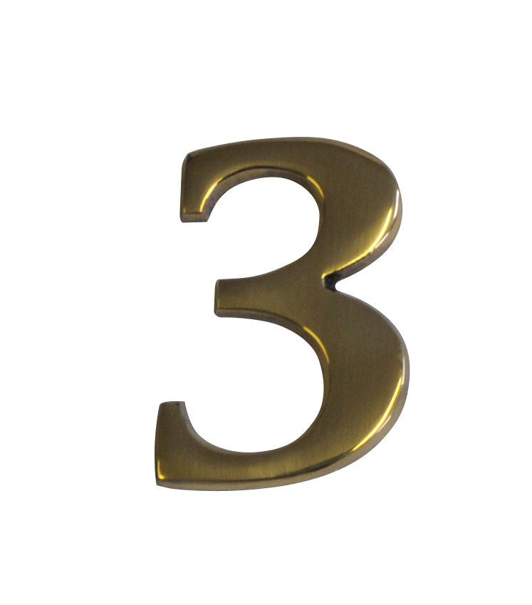 The House Nameplate Company Brass Self-adhesive House number 3, (H)60mm ...