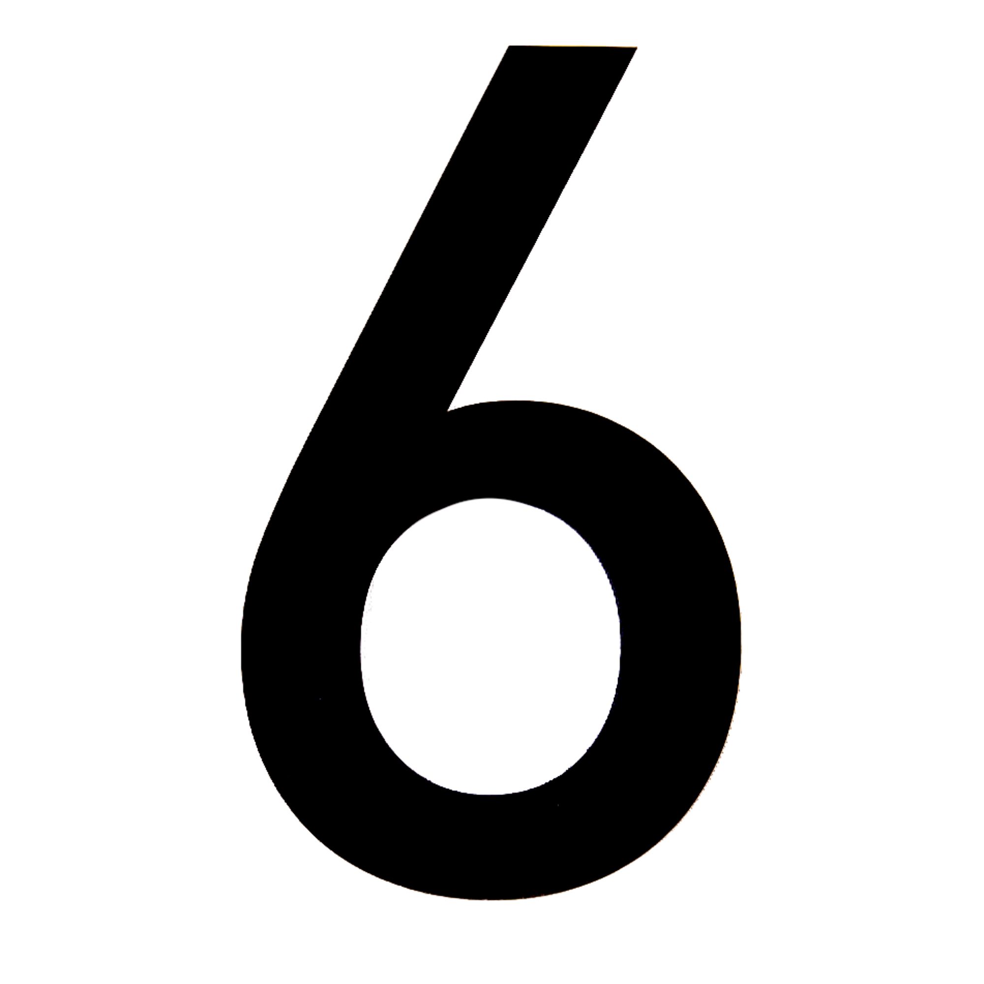 The House Nameplate Company Gloss Black PVC House number 6, (H)250mm (W ...