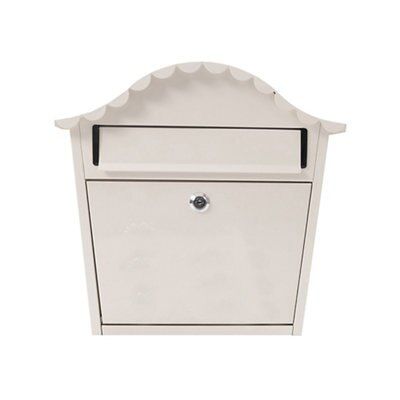 The House Nameplate Company Gloss Cream Steel Lockable Post box, (H ...