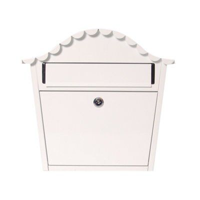 The House Nameplate Company Gloss White Steel Lockable Post box, (H ...