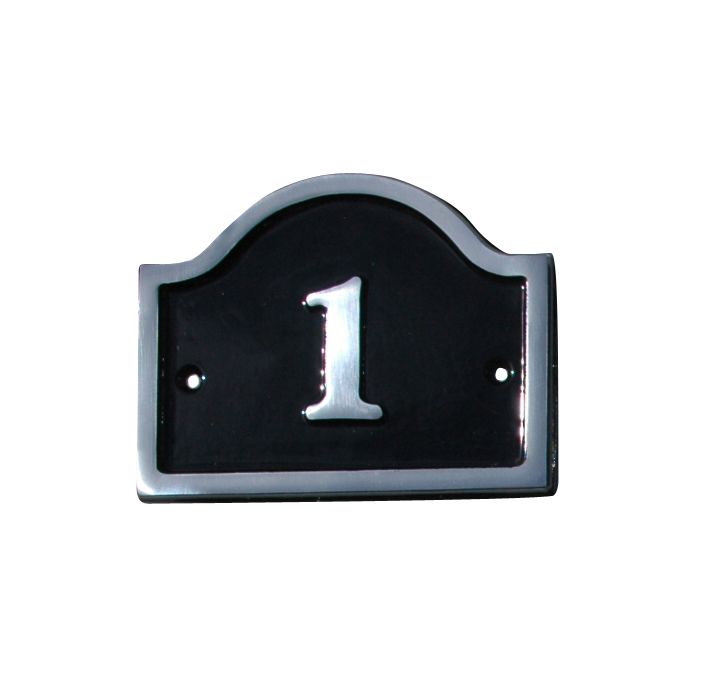 The House Nameplate Company Polished Black Aluminium House number 1, (H ...