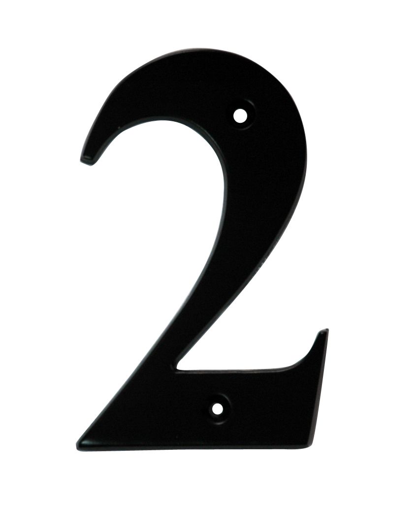 The House Nameplate Company Polished Black Aluminium House number 2, (H ...