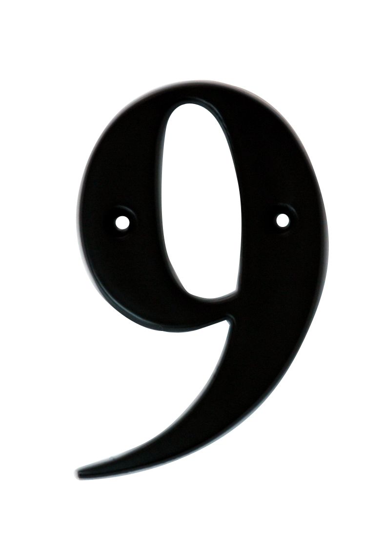 The House Nameplate Company Polished Black Aluminium House number 9, (H ...