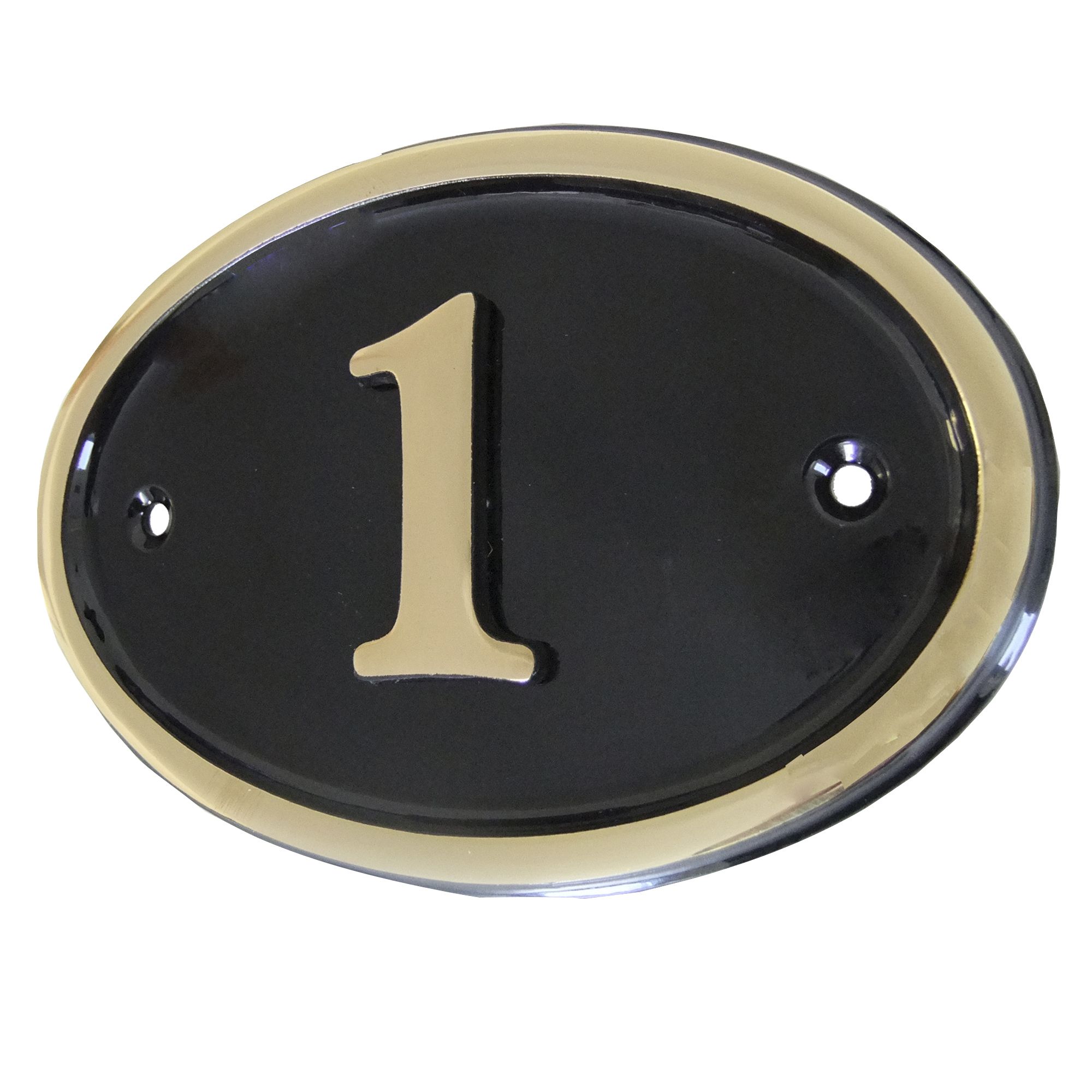The House Nameplate Company Polished Black Brass Oval House number 1 ...