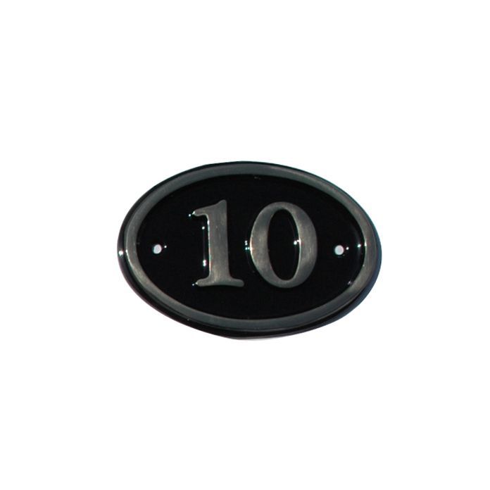 The House Nameplate Company Polished Black Brass Oval House number 10 ...