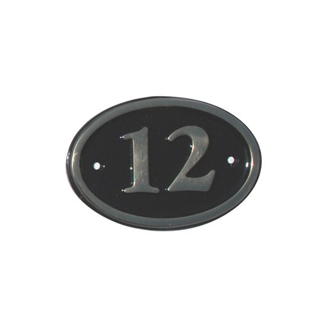 The House Nameplate Company Polished Black Brass Oval House number 12 ...