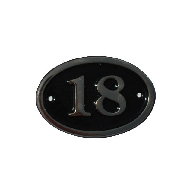 The House Nameplate Company Polished Black Brass Oval House number 18 ...