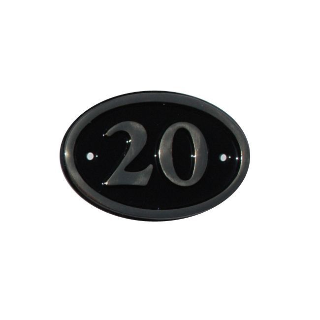 The House Nameplate Company Polished Black Brass Oval House number 20 ...