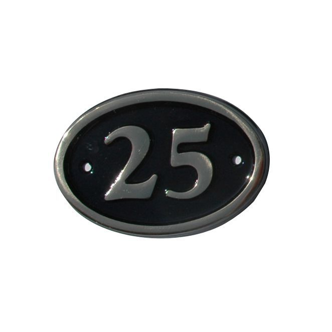 The House Nameplate Company Polished Black Brass Oval House number 25 ...