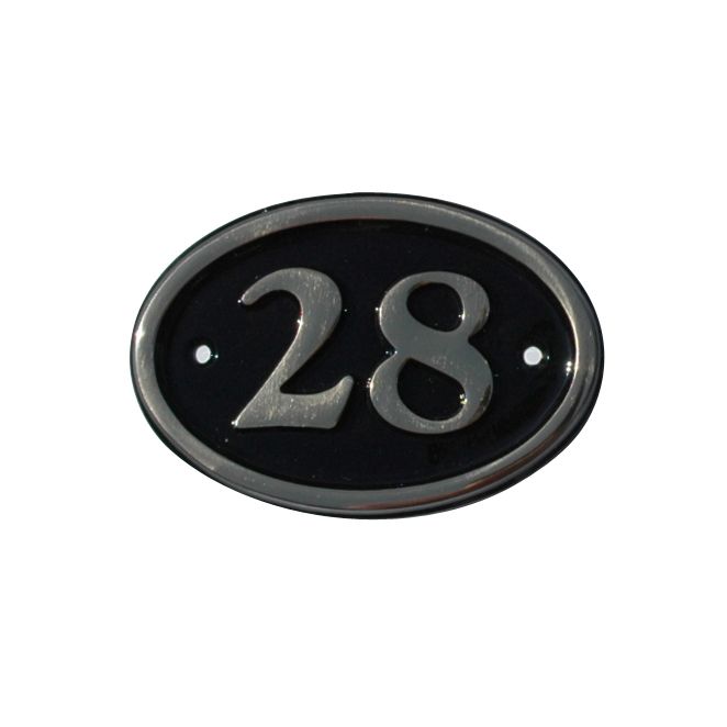 The House Nameplate Company Polished Black Brass Oval House number 28 ...