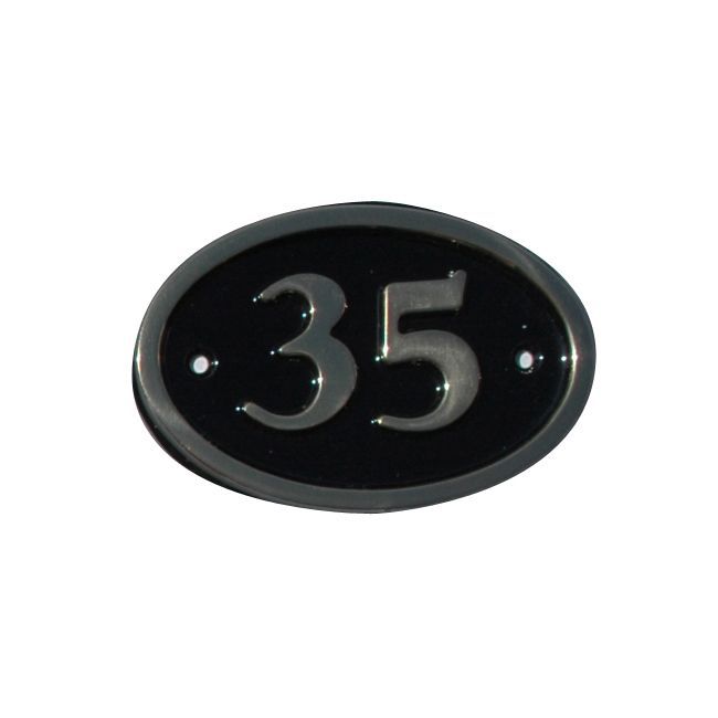 The House Nameplate Company Polished Black Brass Oval House number 35 ...