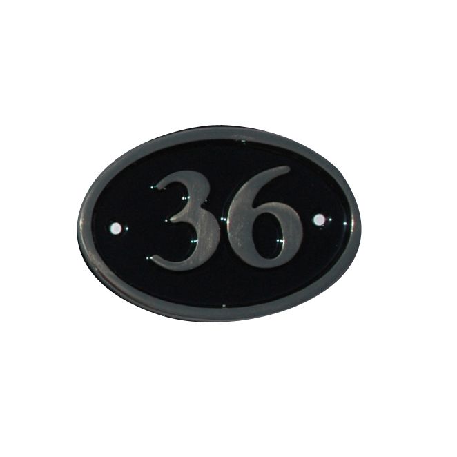 The House Nameplate Company Polished Black Brass Oval House number 36 ...