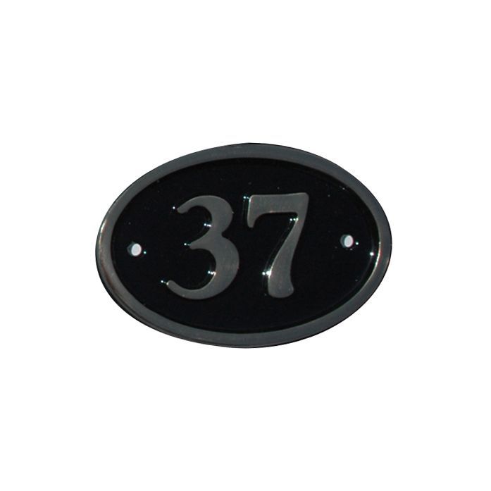 The House Nameplate Company Polished Black Brass Oval House number 37 ...