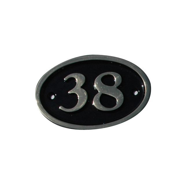 The House Nameplate Company Polished Black Brass Oval House number 38 ...