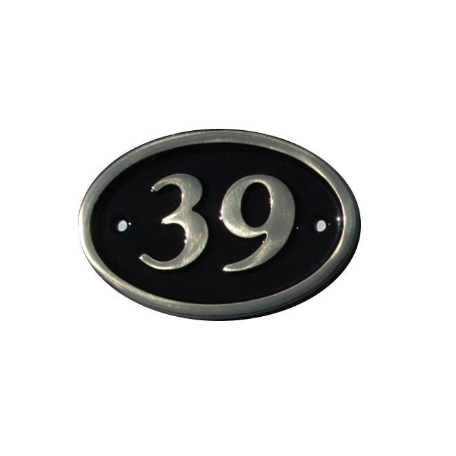 The House Nameplate Company Polished Black Brass Oval House number 39 ...