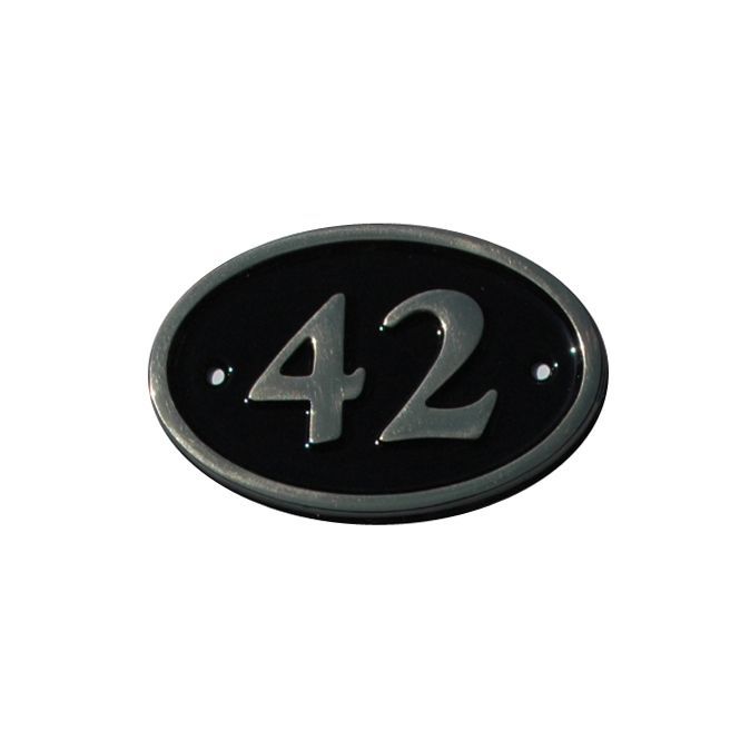 The House Nameplate Company Polished Black Brass Oval House number 42 ...
