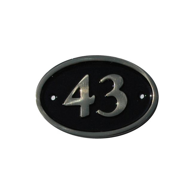 The House Nameplate Company Polished Black Brass Oval House number 43 ...