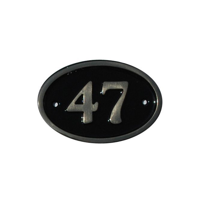 The House Nameplate Company Polished Black Brass Oval House number 47 ...