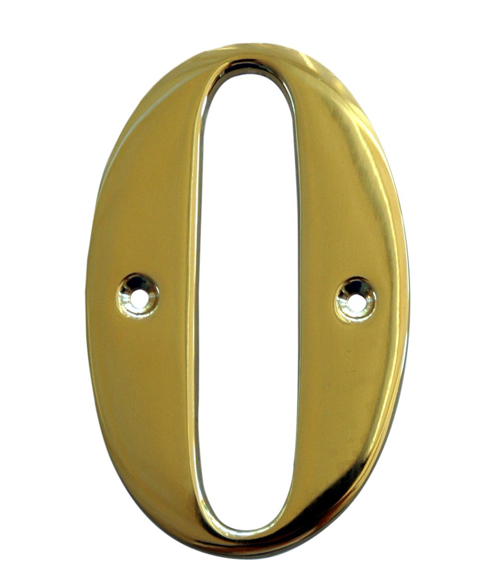 The House Nameplate Company Polished Brass House number 0, (H)100mm (W)65mm