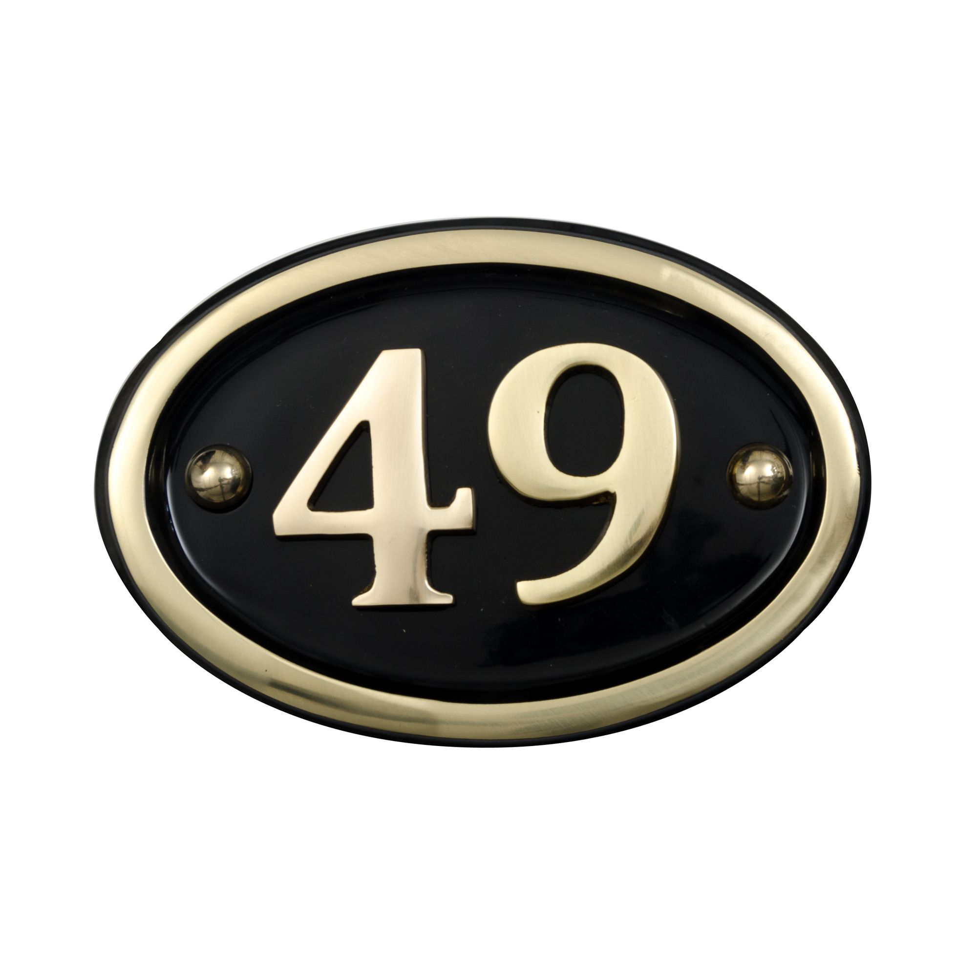 The House Nameplate Company Polished Brass Oval House number 49, (H ...