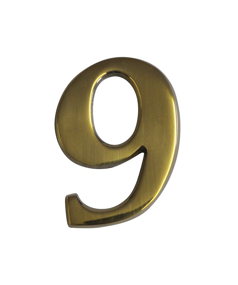 The House Nameplate Company Polished Brass Self-adhesive House number 9 ...