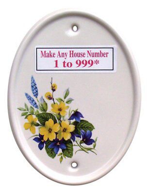 The House Nameplate Company White Ceramic Self-adhesive Oval House ...