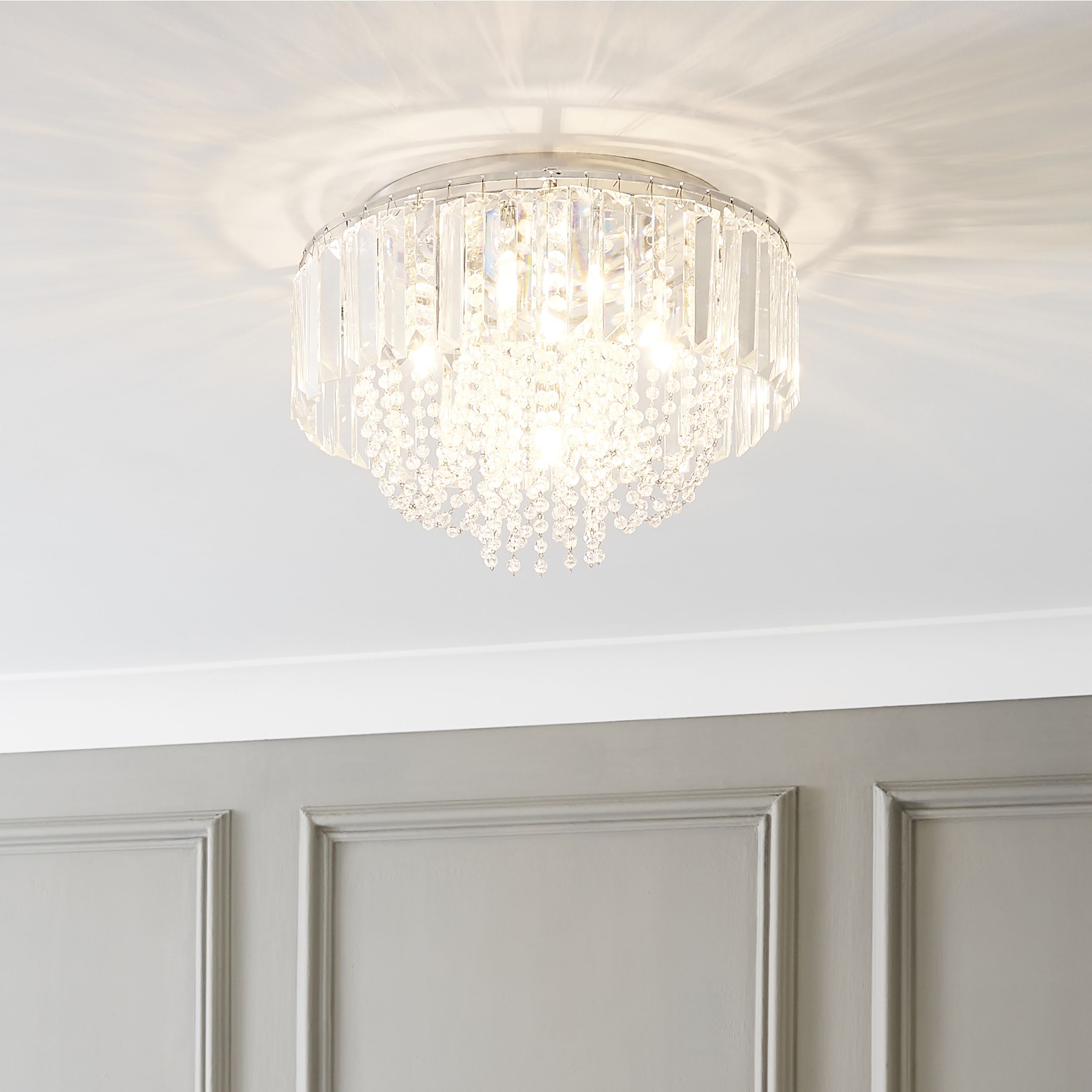 The Lighting Edit Cerro Crystal Glass & metal chrome effect 4 Lamp LED ...