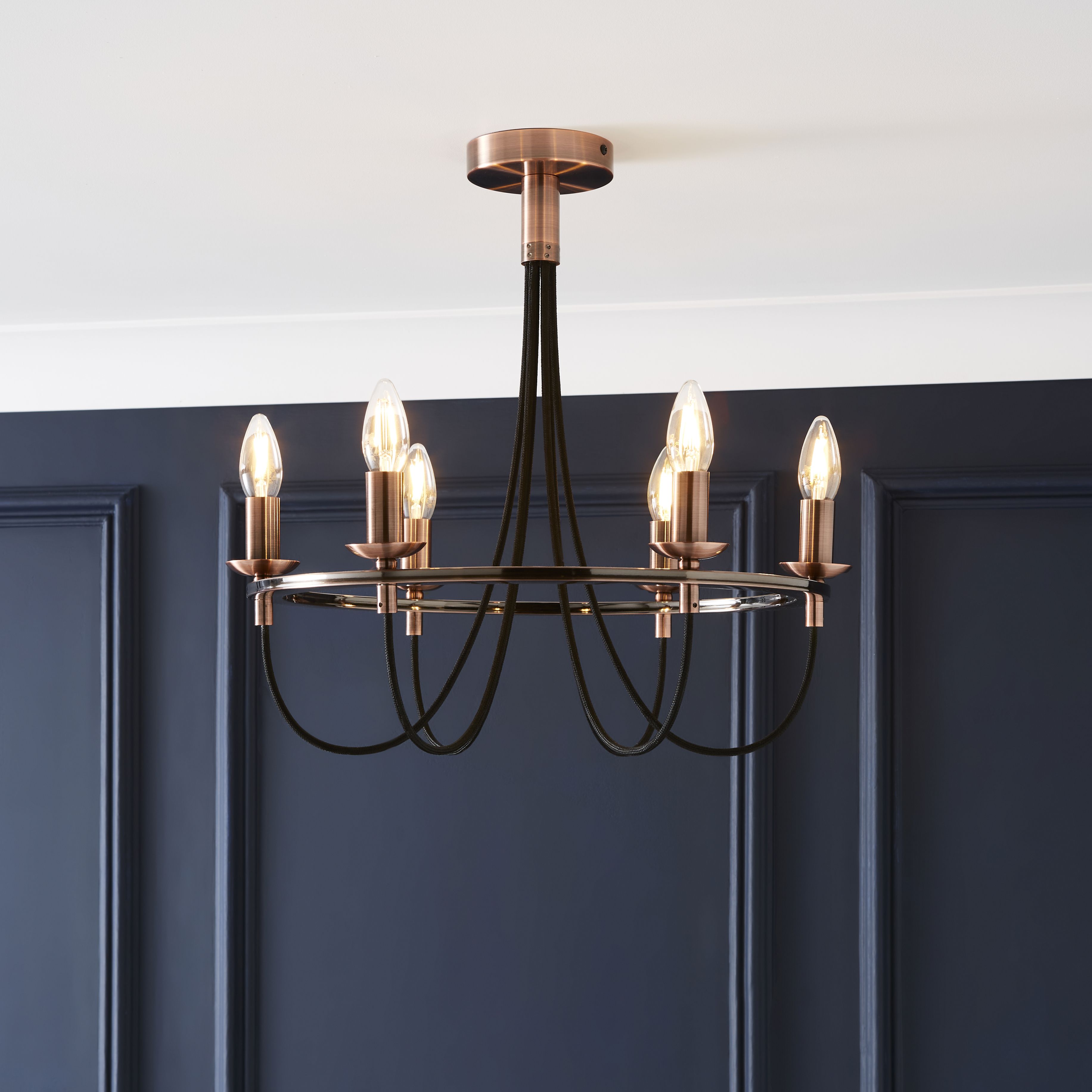 The Lighting Edit Massalia Satin copper effect 6 Lamp Pendant ceiling ...