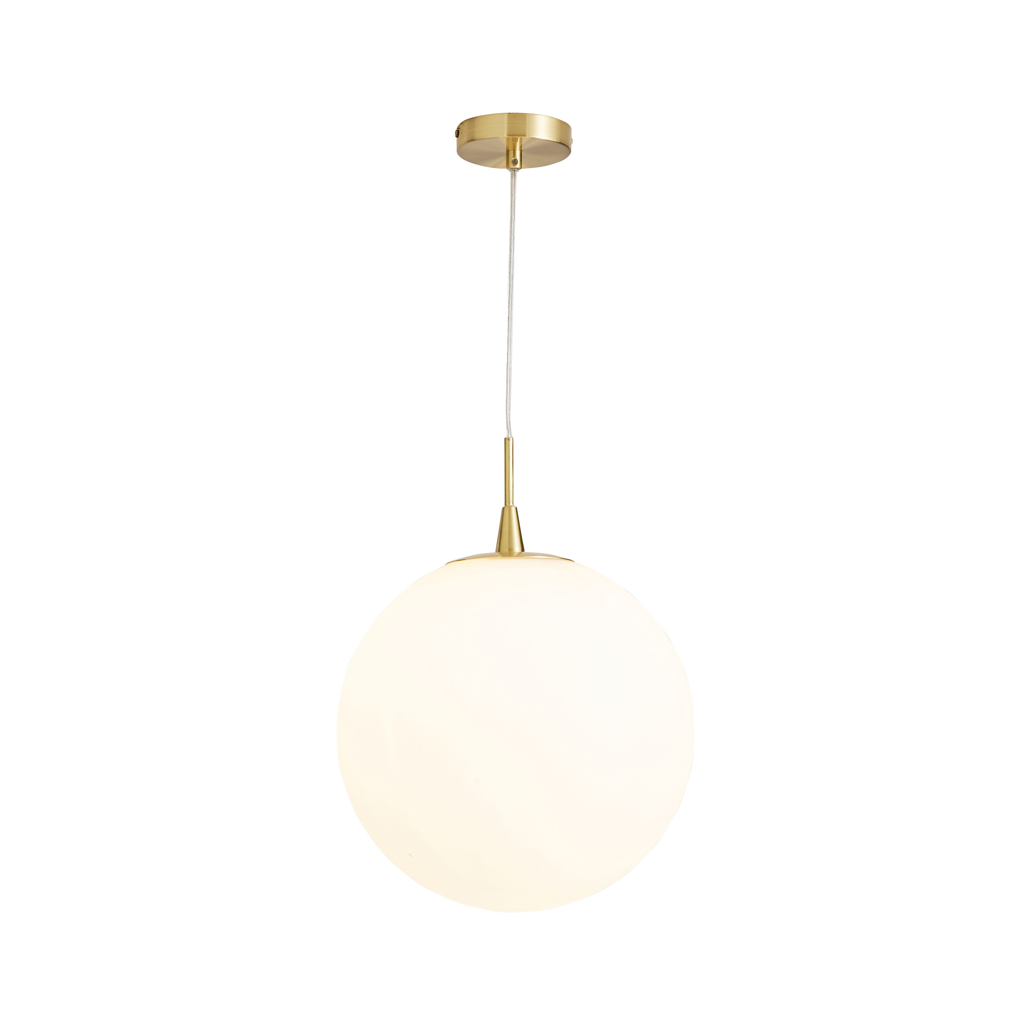 The Lighting Edit Opal Ball Gloss Brass effect LED Pendant ceiling ...
