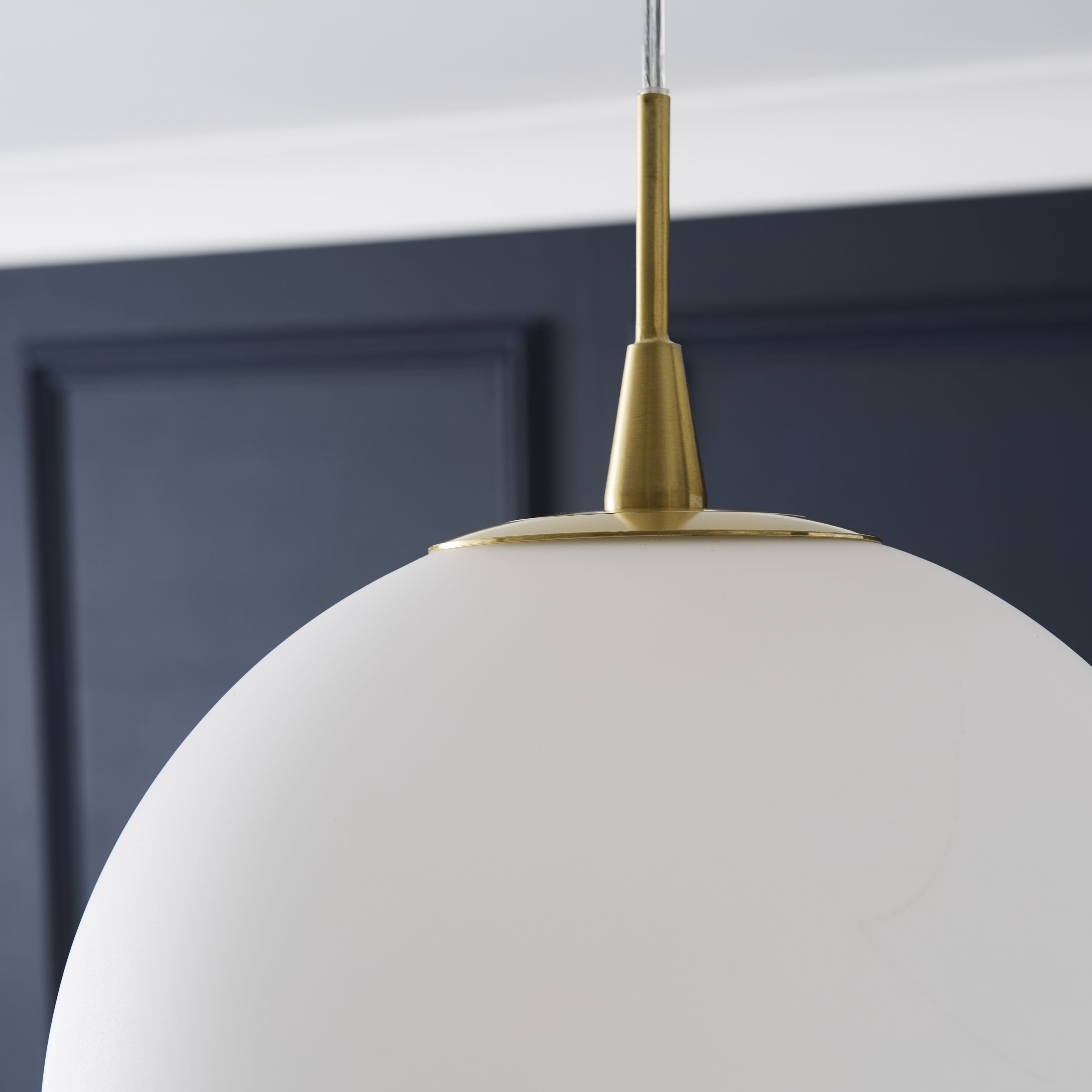 The Lighting Edit Opal Ball Gloss Brass effect LED Pendant ceiling ...