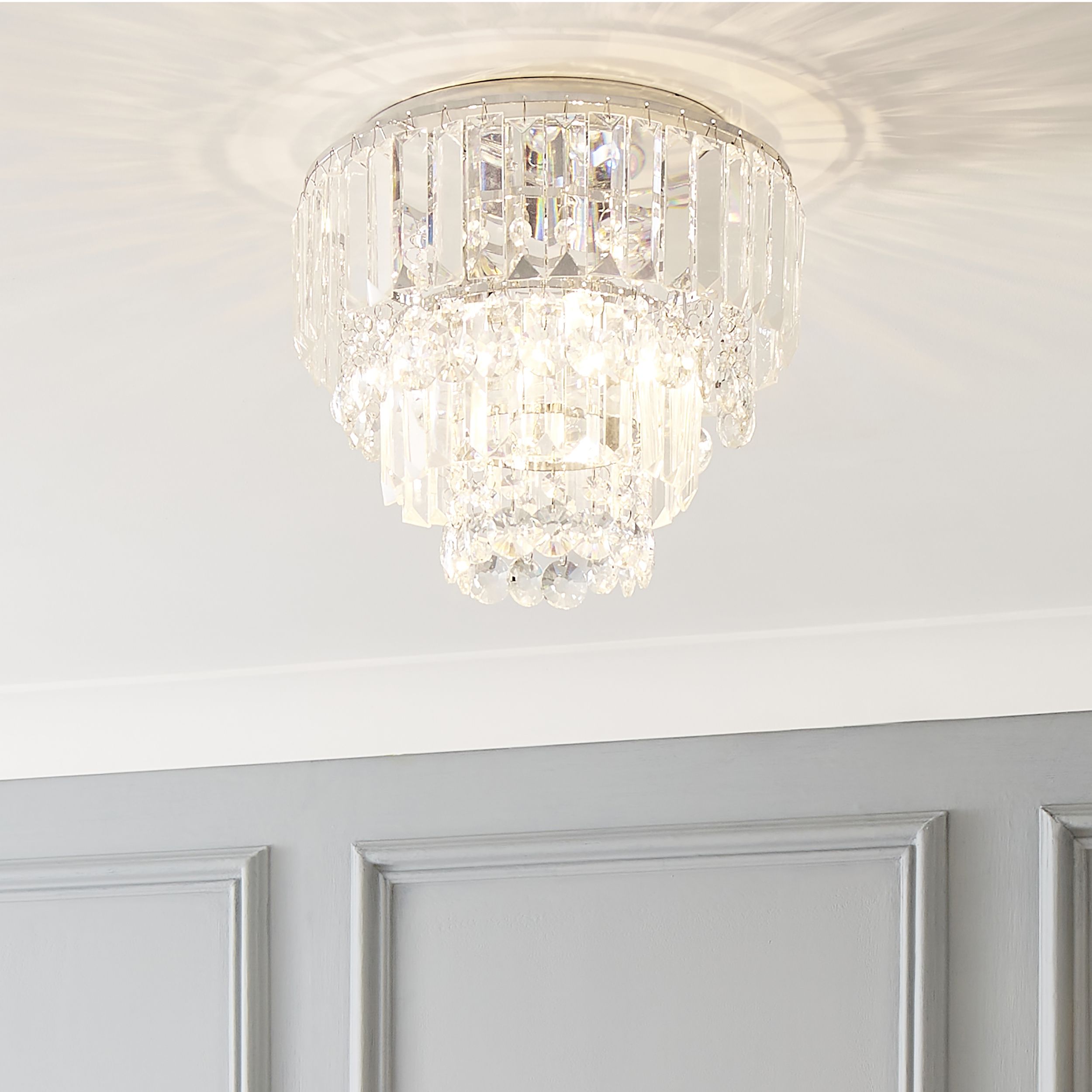 The Lighting Edit Schorr Crystal Glass & metal chrome effect 3 Lamp LED ...