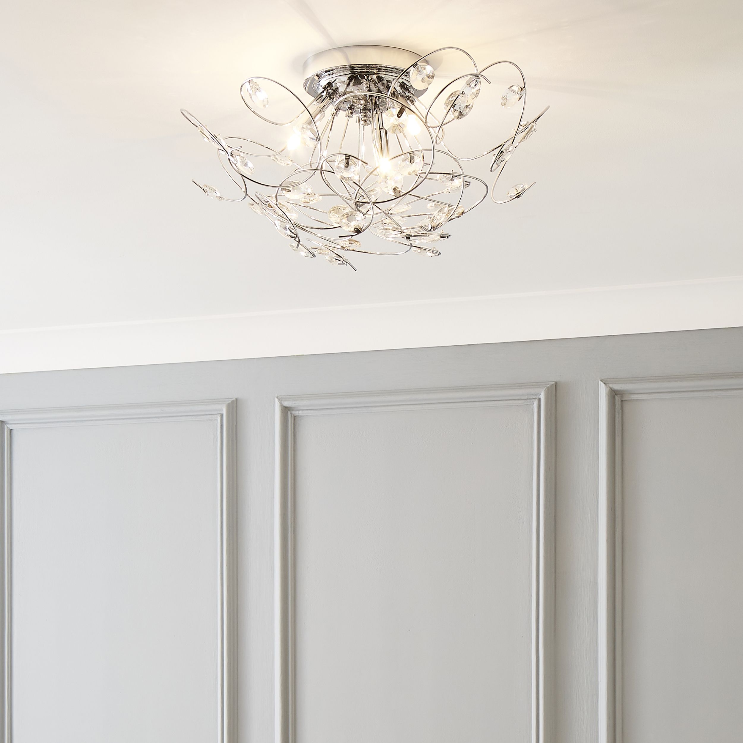 The Lighting Edit Tula Crystal spiral Glass & metal Chrome effect 3 ...