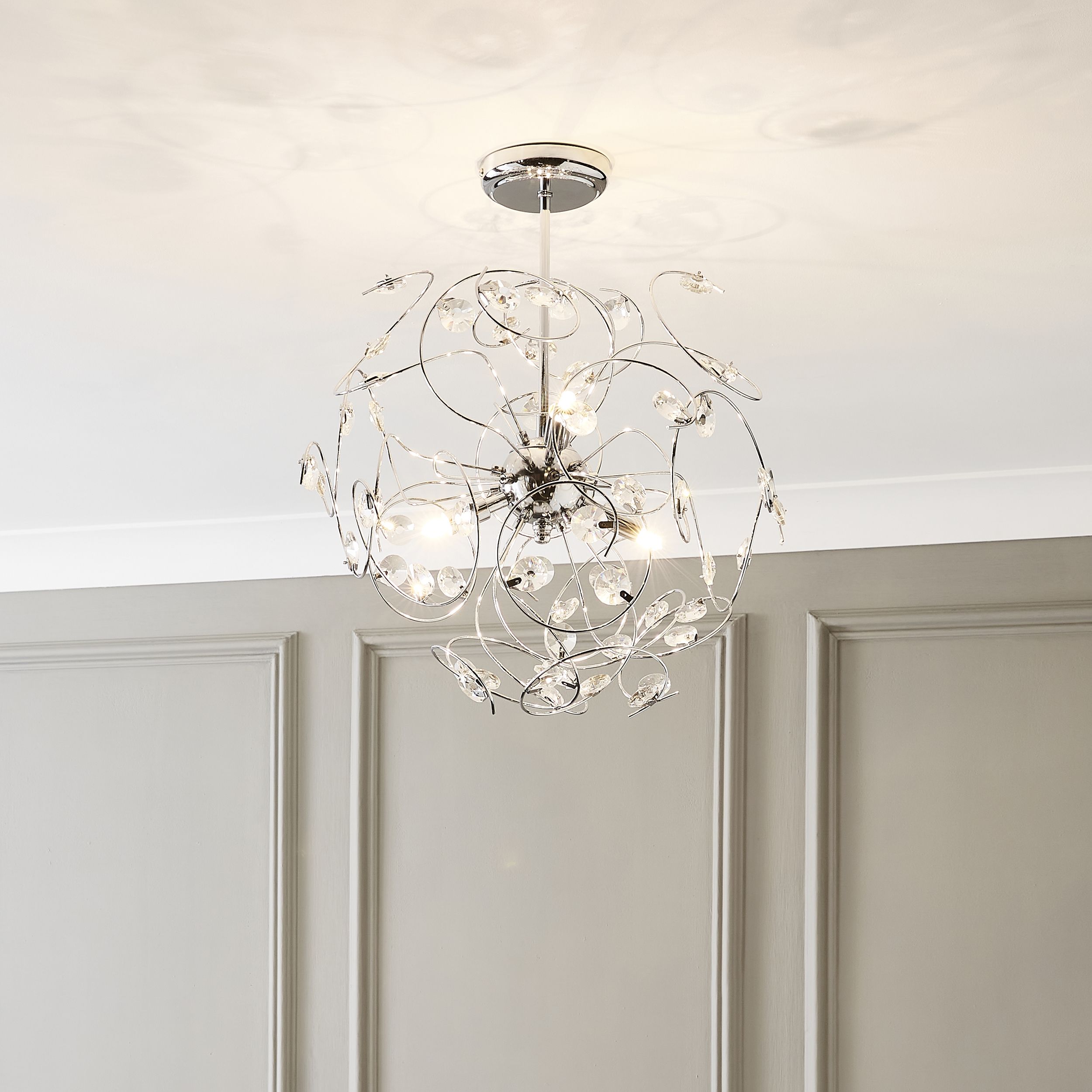 The Lighting Edit Tula Crystal spiral Glass & metal Chrome effect 4 ...