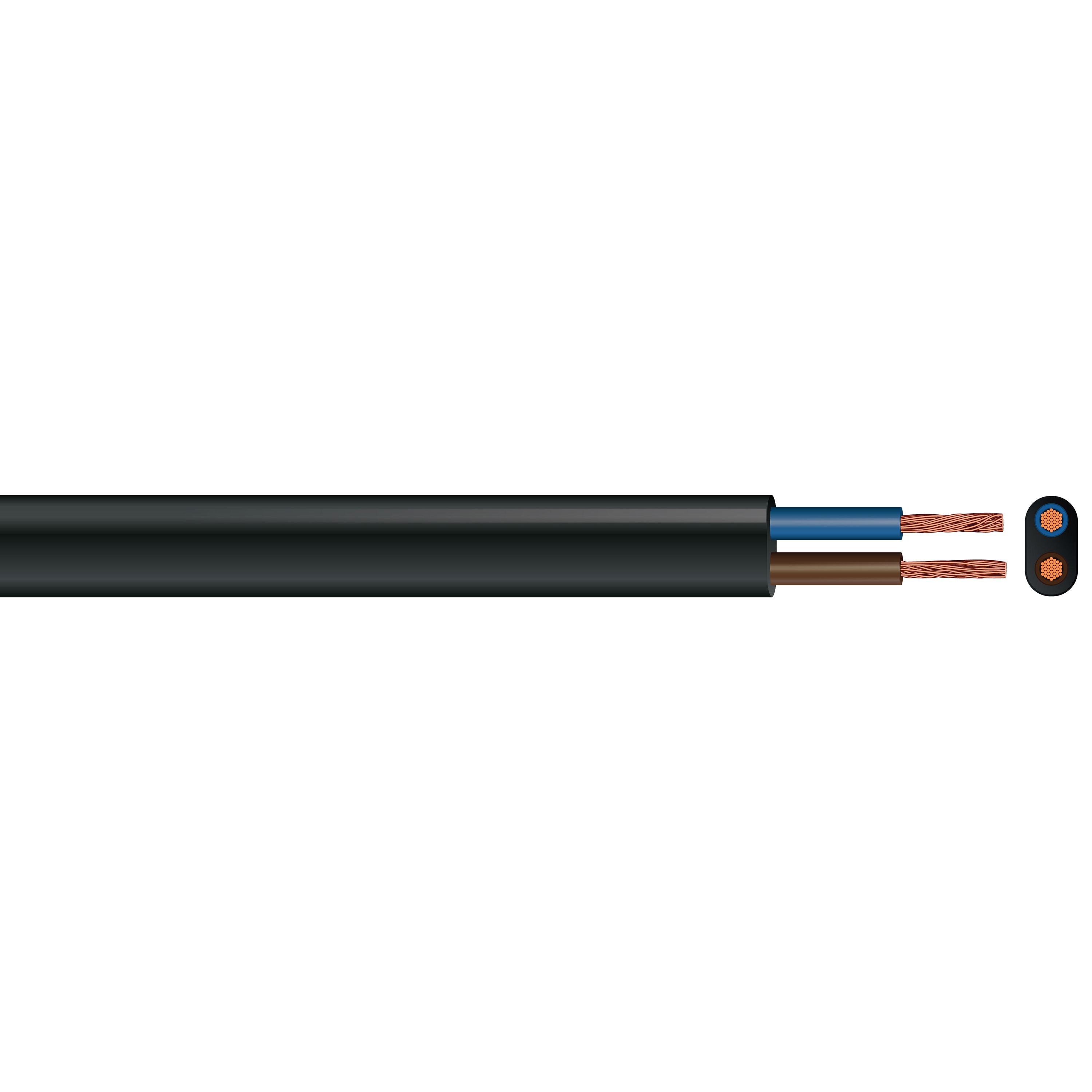 Time 2192Y Black 2-core Cable 0.75mm² x 10m | DIY at B&Q
