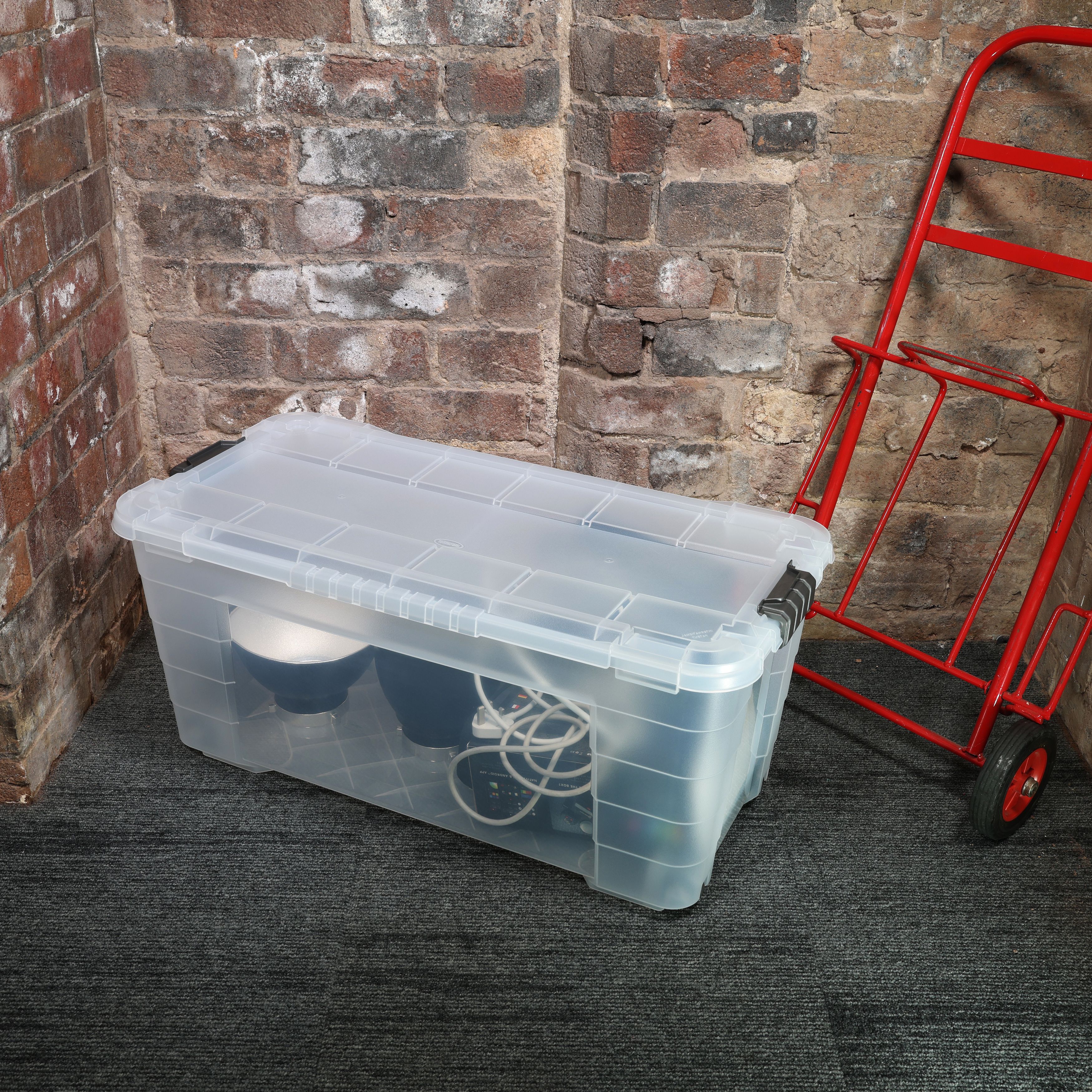Tontarelli Flip & Store 80L Stackable Wheeled Storage box with Lid