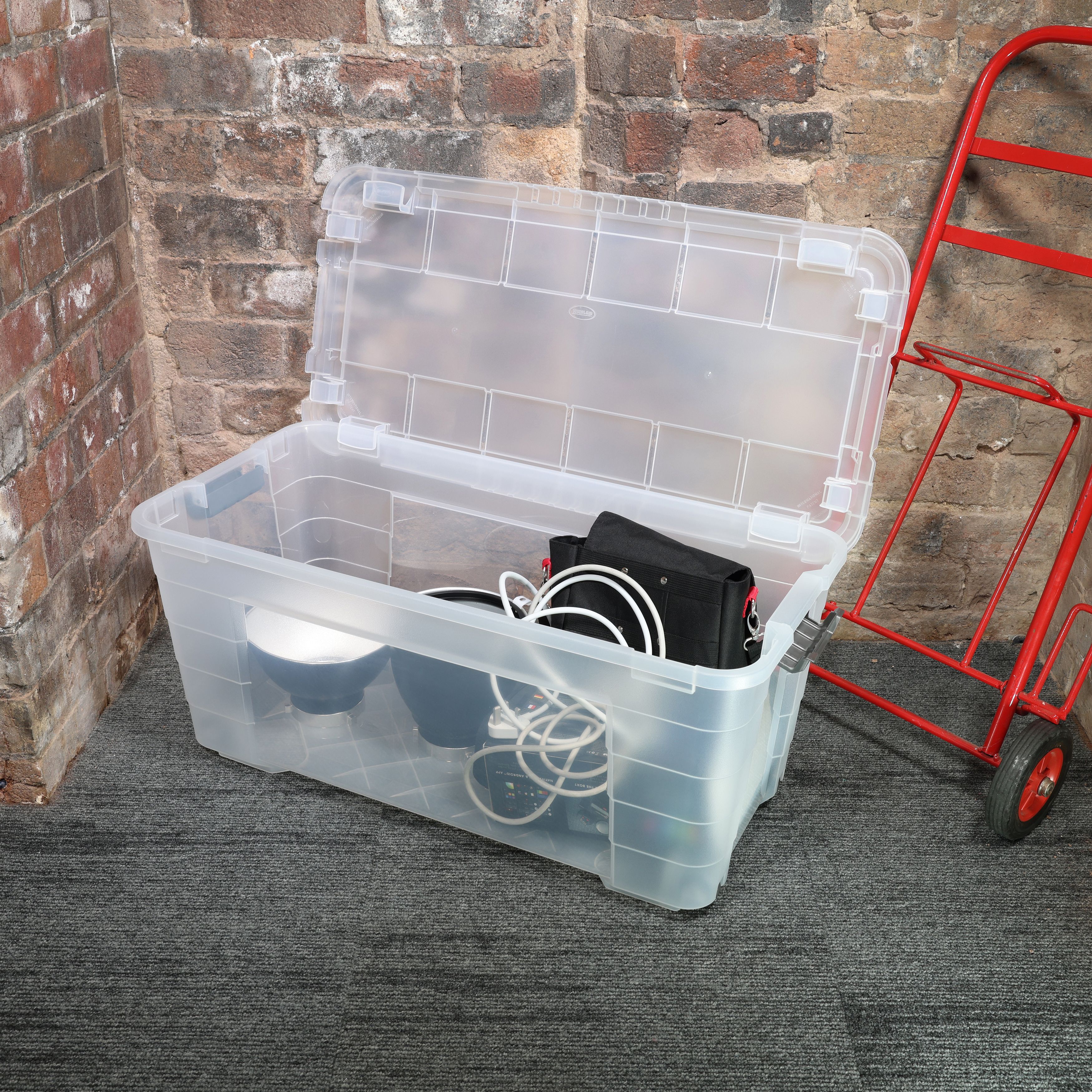 Tontarelli Flip & Store 80L Stackable Wheeled Storage box with Lid